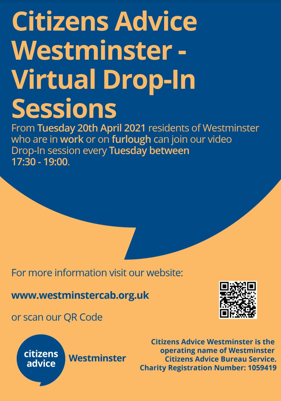 Drop-In poster – Westminster Citizens Advice Bureau Service